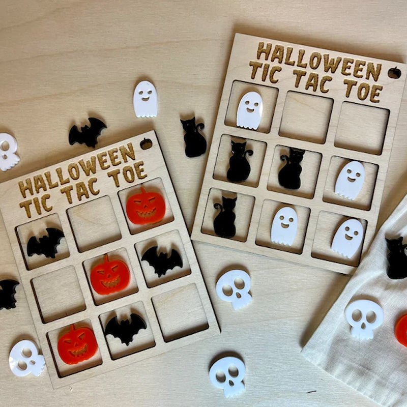 Wooden Halloween Tic Tac Toe Board Boo – genowl