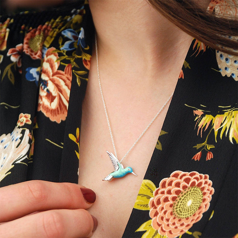 Enamel Hummingbird Necklace & Earrings – genowl