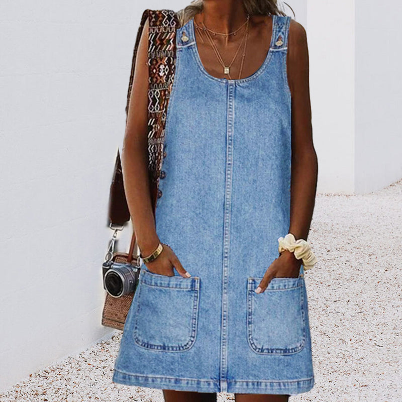 Front Pocket Denim Overall Mini Skirt – genowl